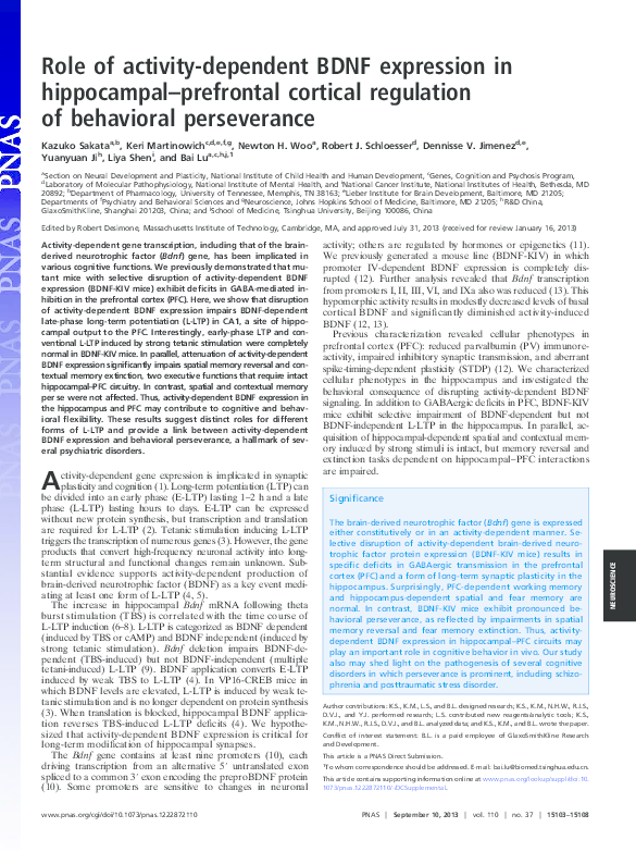 (PDF) Role of activity-dependent BDNF expression in hippocampal-prefrontal cortical regulation ...