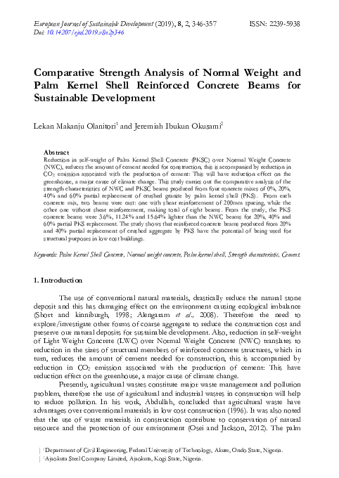(PDF) Comparative Strength Analysis of Normal Weight and Palm Kernel ...