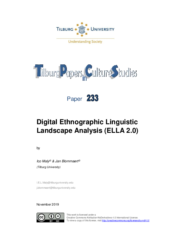 (PDF) Digital Ethnographic Linguistic Landscape Analysis (ELLA 2.0