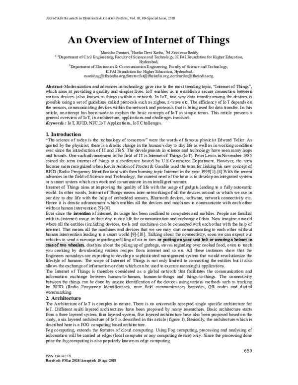 (PDF) An Overview of Internet of Things