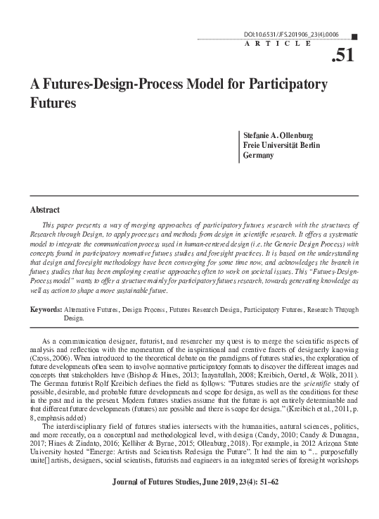 (PDF) A Futures-Design-Process Model for Participatory Futures