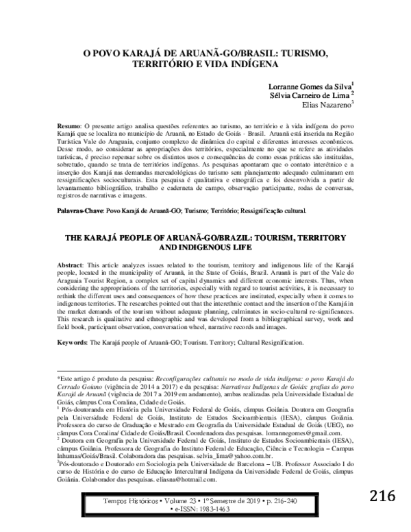 (PDF) O POVO KARAJÁ DE ARUANÃ-GO/BRASIL: TURISMO, TERRITÓRIO E VIDA ...
