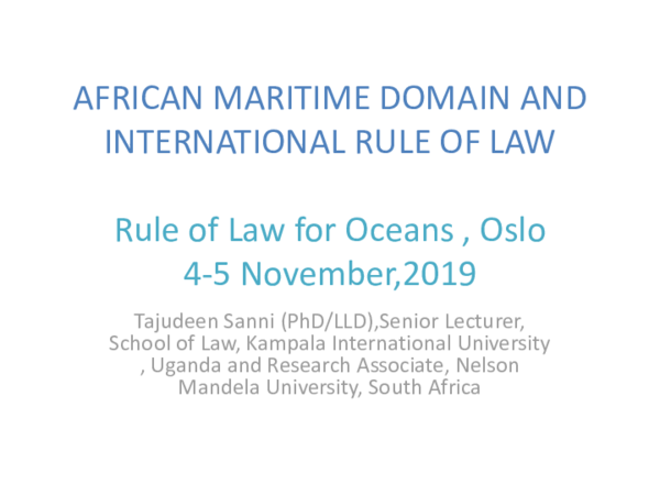 (PPT) Oslo 2019-AFRICAN MARITIME DOMAIN AND INTERNATIONAL RULE OF LAW