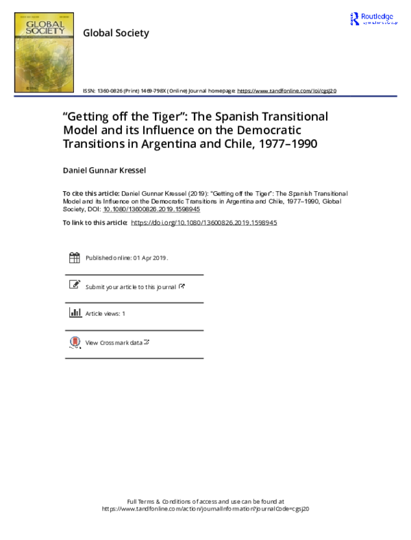 (PDF) “Getting off the Tiger: The Spanish Transition to Democracy in ...