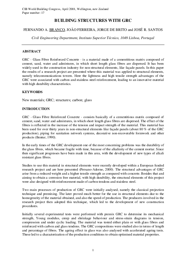 (PDF) Building Structures with GRC