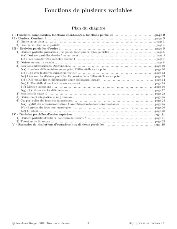 Pdf Fonctions De Plusieurs Variables