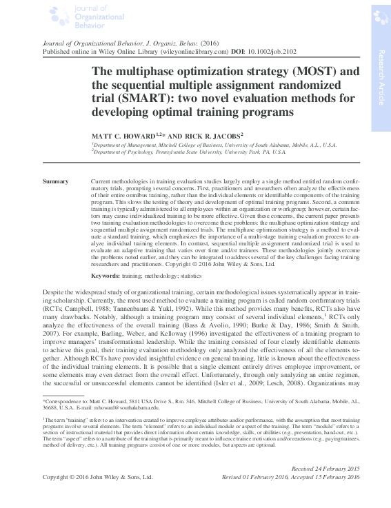 (PDF) The multiphase optimization strategy (MOST) and the sequential multiple assignment ...