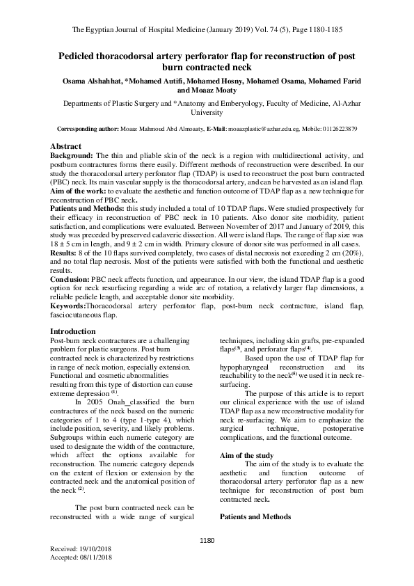 (PDF) Supraclavicular artery perforator flap in management of post-burn ...