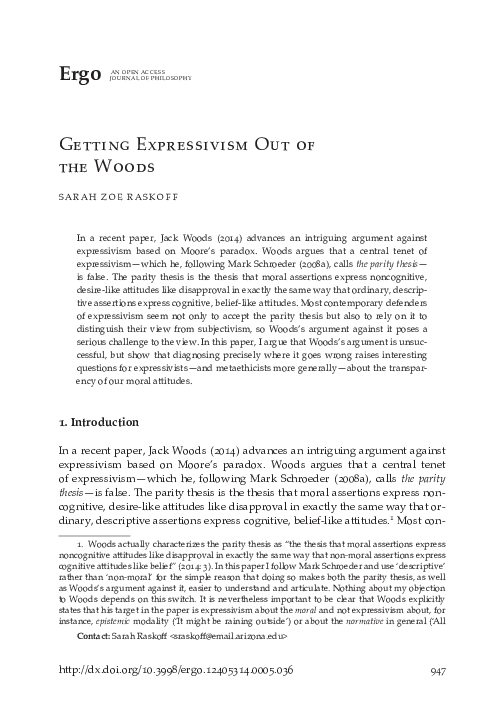 (PDF) Getting Expressivism Out of the Woods