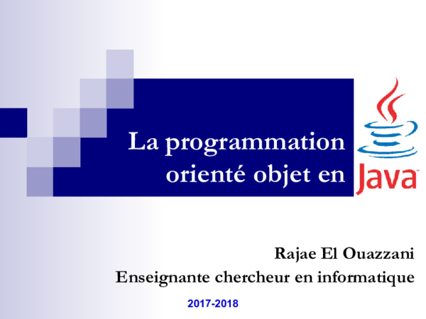 (PDF) La programmation orienté objet en Enseignante chercheur en ...