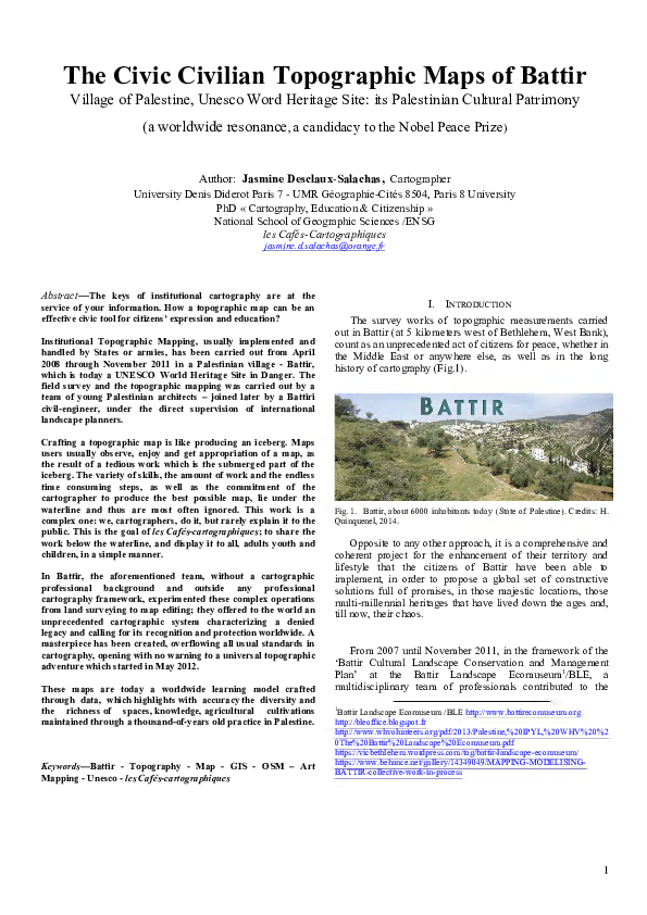 (PDF) The Civic Civilian Topographic Maps of Battir Village of ...