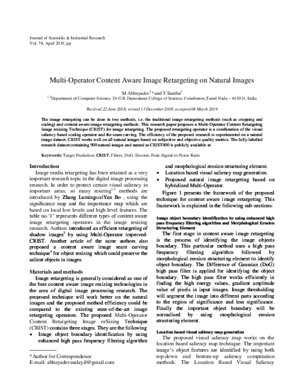 (PDF) Multi-Operator Content Aware Image Retargeting on Natural Images