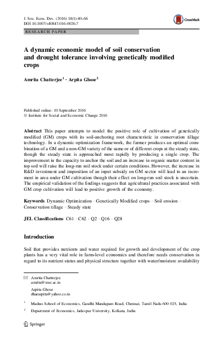 (PDF) A dynamic economic model of soil conservation and drought ...