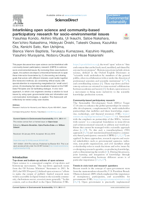 (PDF) Interlinking open science and community-based participatory ...
