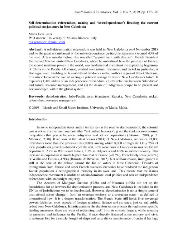 (PDF) Self-determination referendum, mining and 'interdependence ...