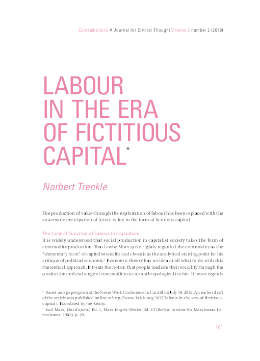 (PDF) Labour in the Era of Fictitious Capital