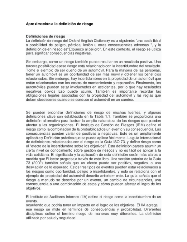(DOC) Aproximación a la definición de riesgo