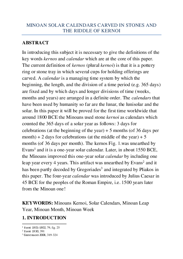 (DOC) MINOAN SOLAR CALENDARS
