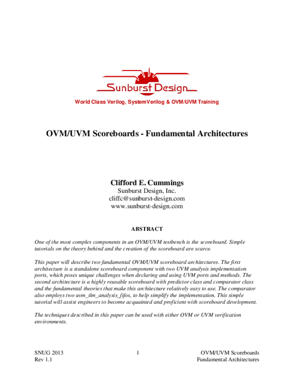 (PDF) OVM/UVM Scoreboards -Fundamental Architectures