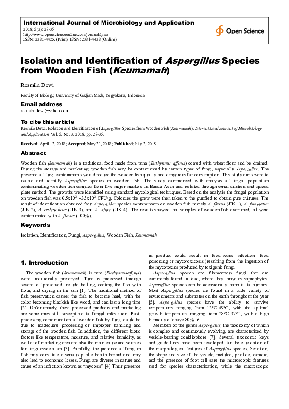 (PDF) Resmila Dewi. Isolation and Identification of Aspergillus Species ...
