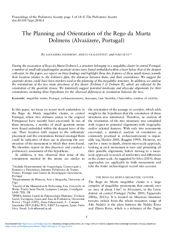 (PDF) The Planning and Orientation of the Rego da Murta Dolmens ...