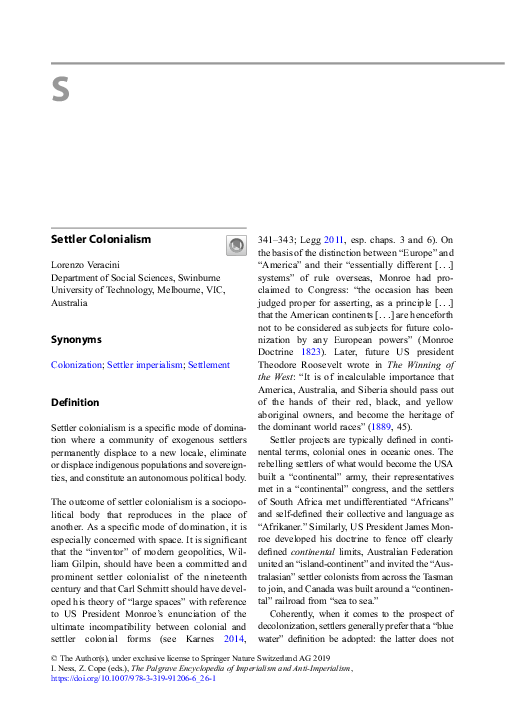 (PDF) S Settler Colonialism