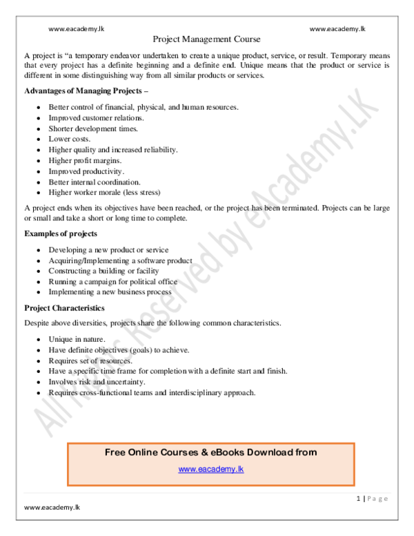 (PDF) Project Management Course
