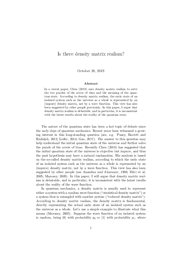(PDF) Is there density matrix realism?