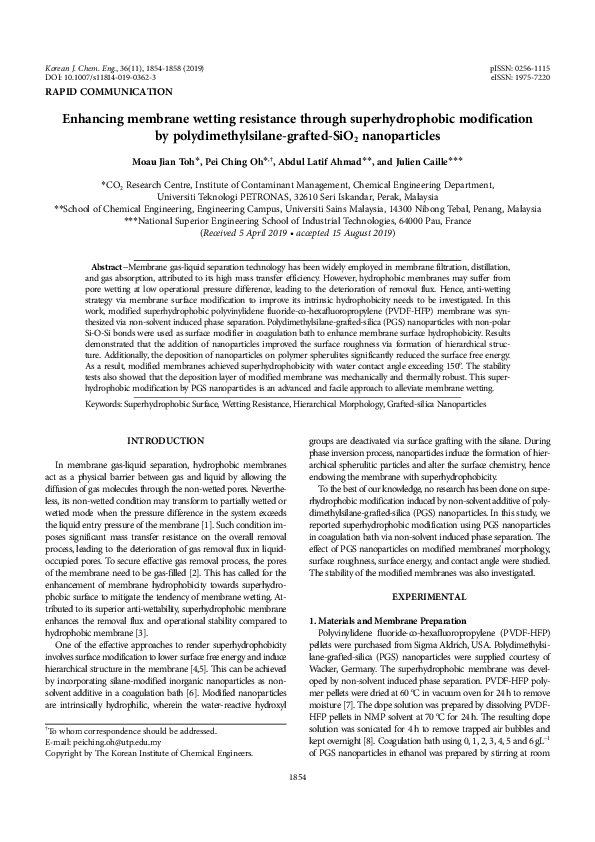 (PDF) Enhancing membrane wetting resistance through superhydrophobic ...