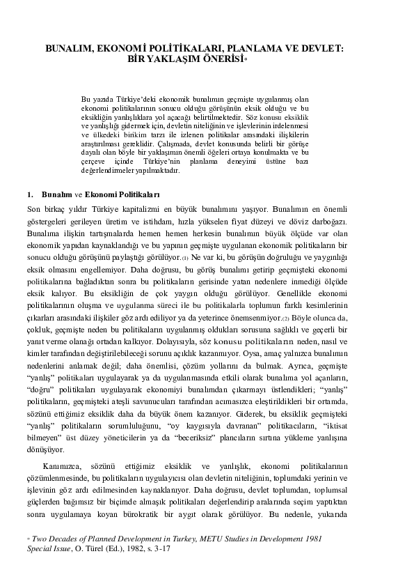 (PDF) BUNALIM, EKONOMİ POLİTİKALARI, PLANLAMA VE DEVLET: BİR YAKLAŞIM ...