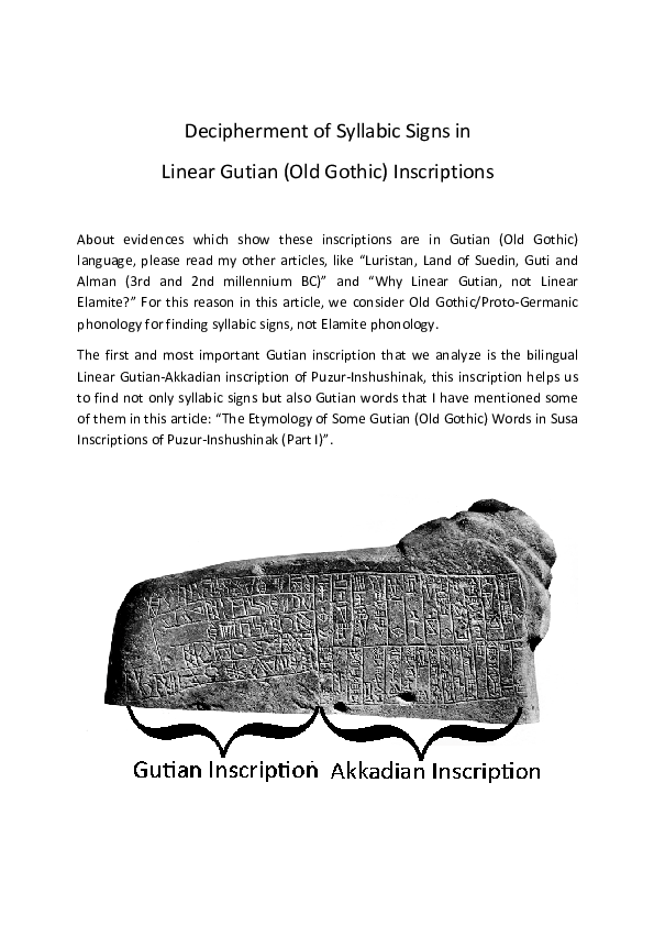 (PDF) Decipherment of Syllabic Signs in Linear Gutian (Old Gothic ...