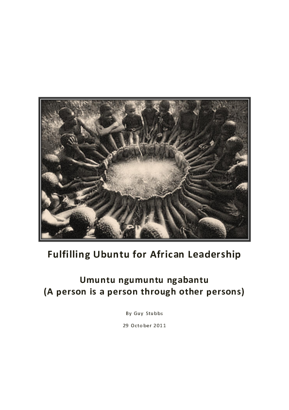 (PDF) Fulfilling Ubuntu for African Leadership Umuntu ngumuntu ngabantu ...