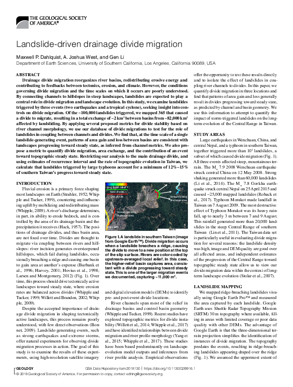 (PDF) Landslide-driven drainage divide migration