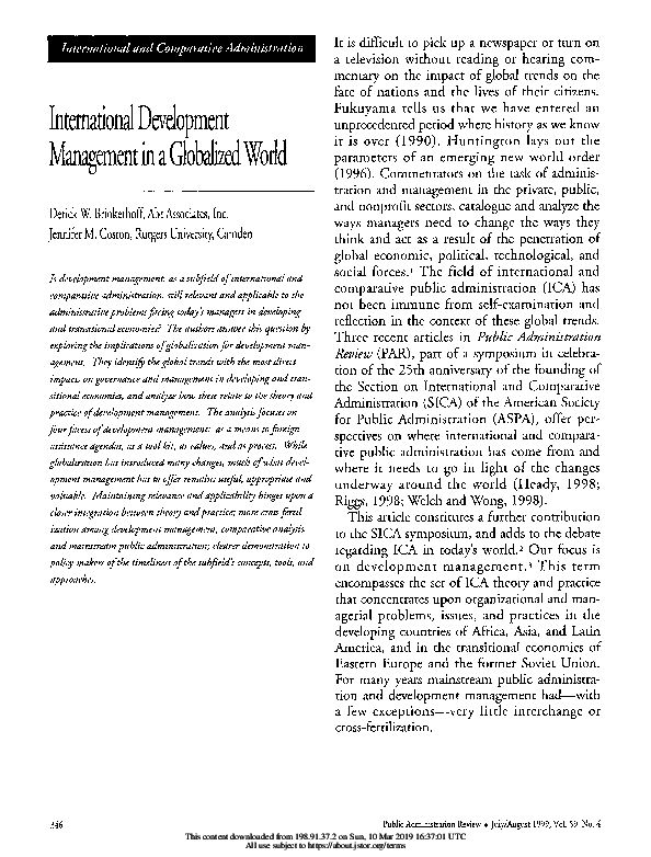 (PDF) International Development Management in a Globalized World