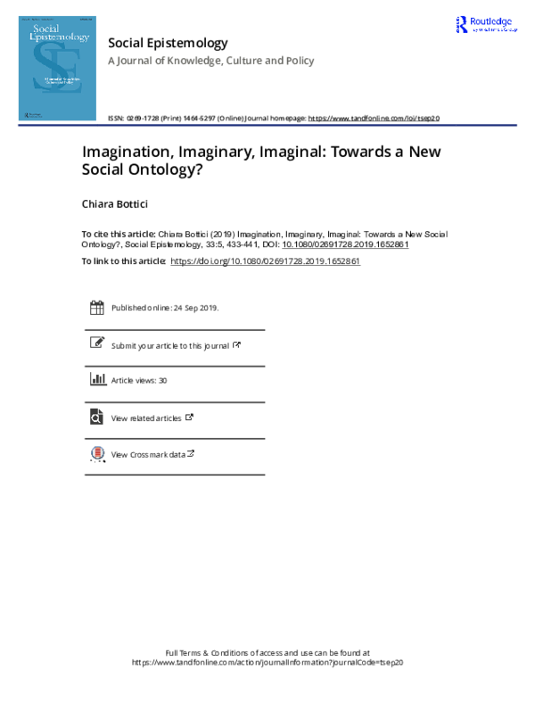 (PDF) Imagination, Imaginary, Imaginal: Towards a New Social Ontology