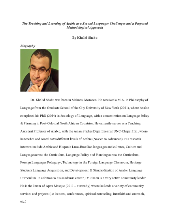 (PDF) The Teaching and Learning of Arabic as a Second Language ...