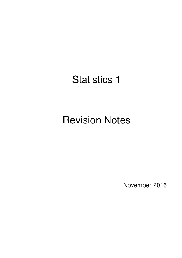(PDF) Statistics 1 Revision Notes