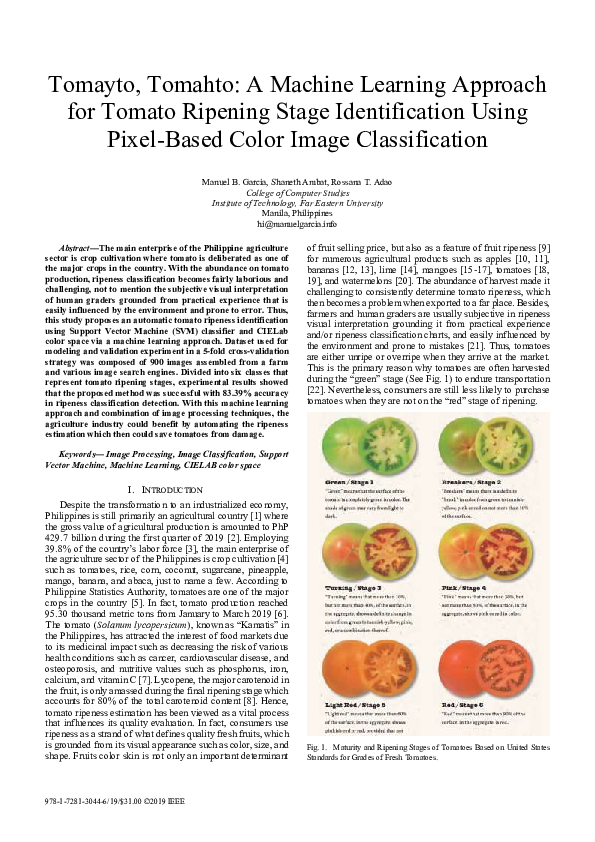 (PDF) Tomayto, Tomahto: A Machine Learning Approach for Tomato Ripening ...