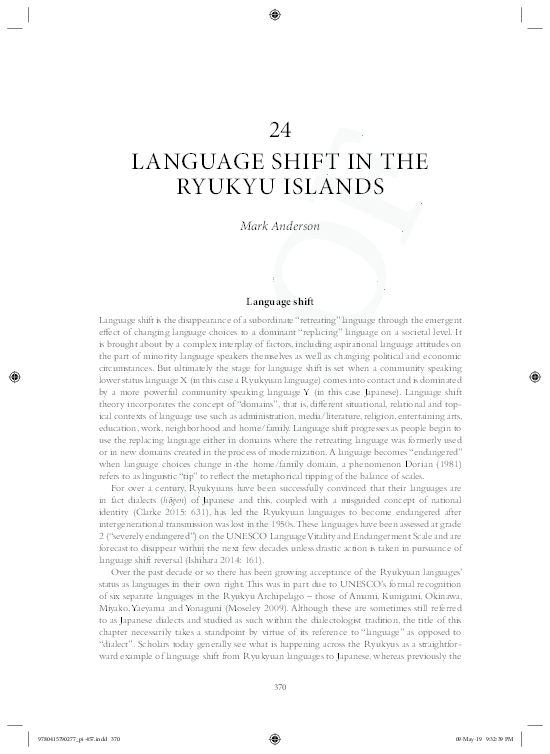(PDF) Language Shift in the Ryukyu Islands