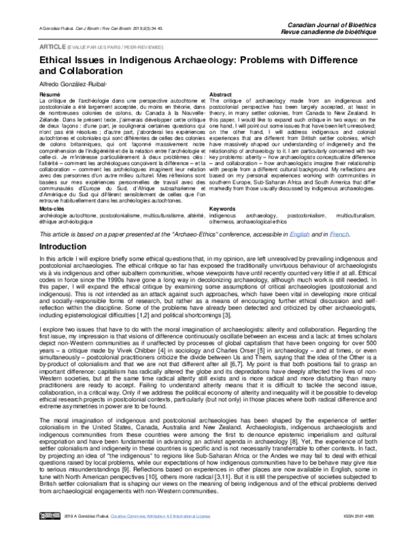 (PDF) Ethical Issues in Indigenous Archaeology: Problems with ...