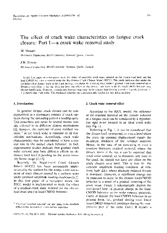 (PDF) The effect of crack wake characteristics on fatigue crack closure ...