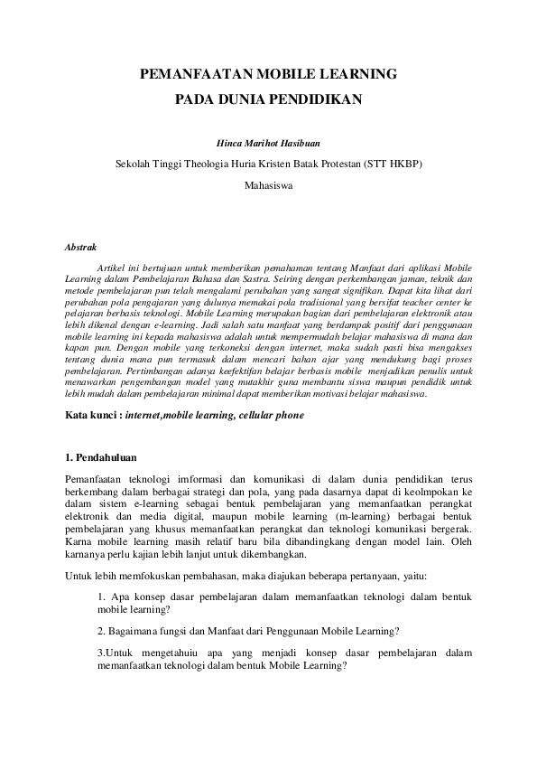 (DOC) PEMANFAATAN MOBILE LEARNING PADA DUNIA PENDIDIKAN