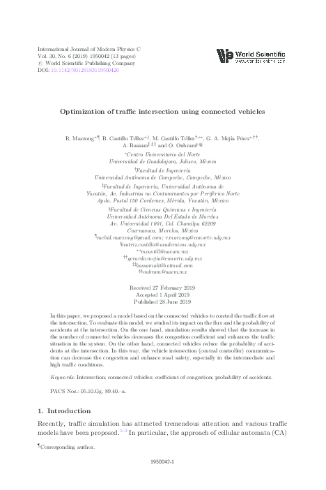 (PDF) Optimization of traffic intersection using connected vehicles