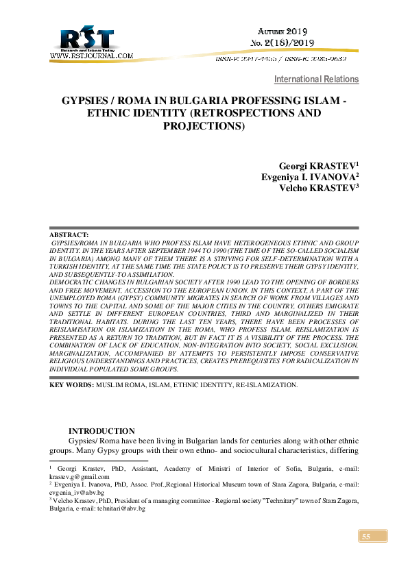 (PDF) . Georgi KRASTEV Evgeniya I IVANOVA and Velcho KRASTEV GYPSIES ...