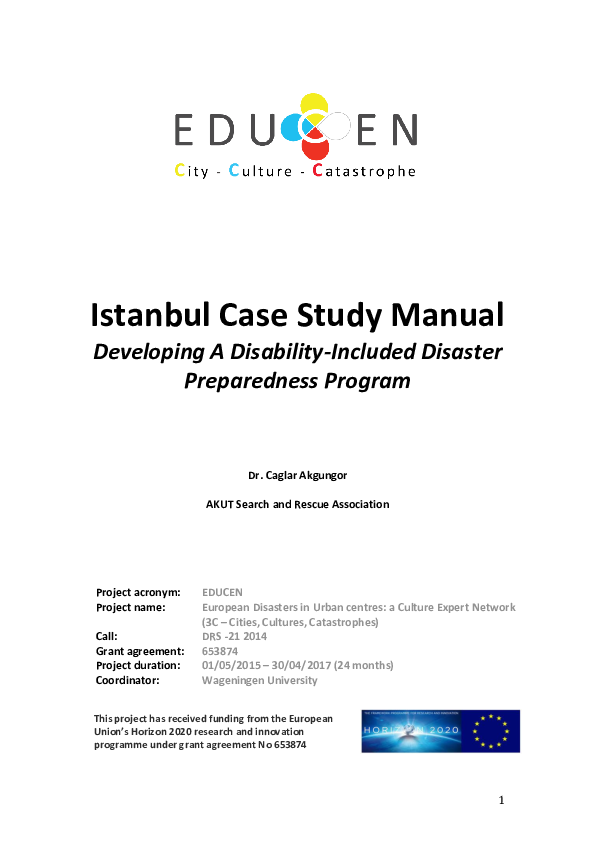 (PDF) Developing A Disability-Included Disaster Preparedness Program: Istanbul Case Study Manual ...