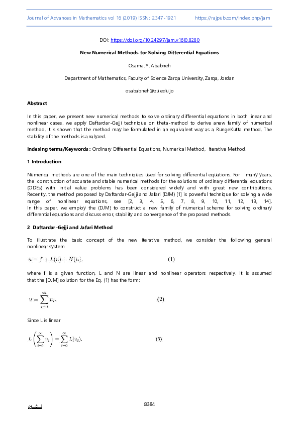 Pdf New Numerical Methods For Solving Differential Equations
