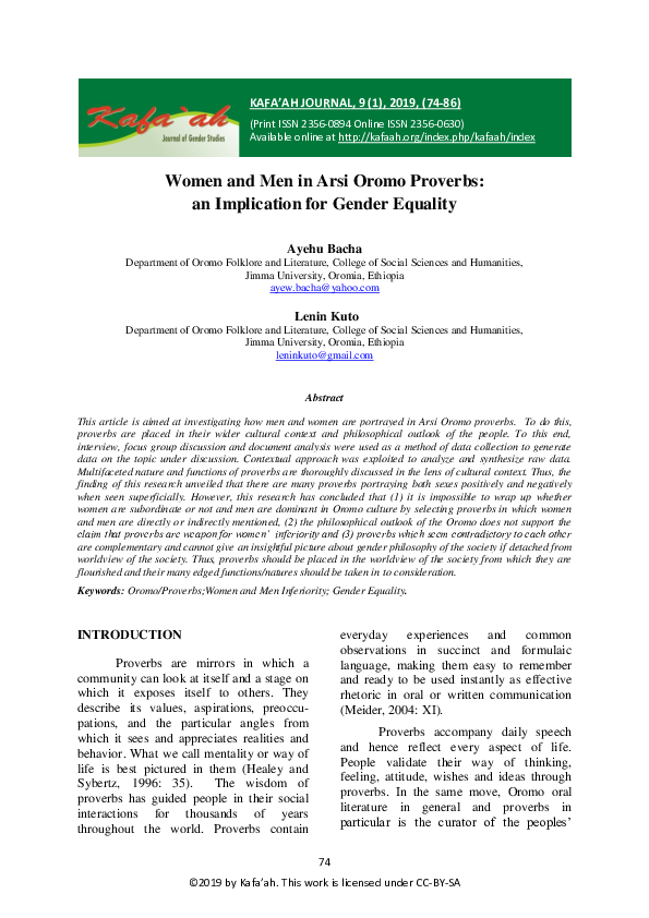 PDF Women And Men In Arsi Oromo Proverbs An Implication For Gender Equality Lenin Kuto pdf-women-and-men-in-arsi-oromo-proverbs-an-implication-for-gender-equality-lenin-kuto