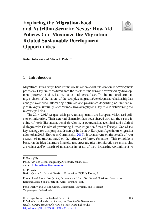 (PDF) Exploring the Migration-Food and Nutrition Security Nexus: How ...