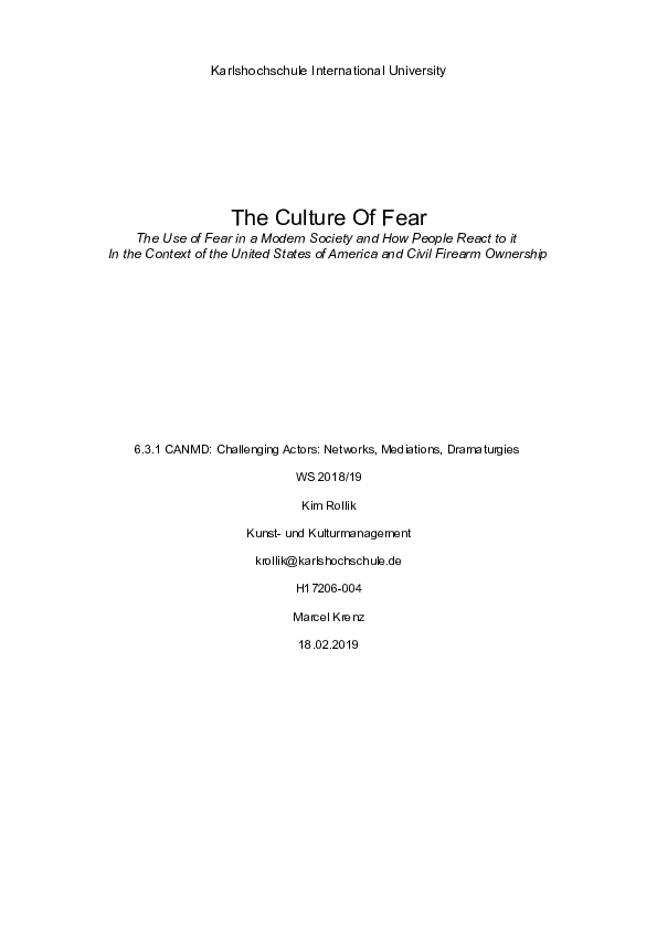 (PDF) The Culture Of Fear