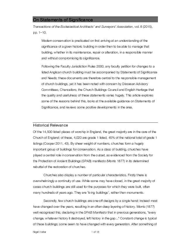 (PDF) On Statements of Significance